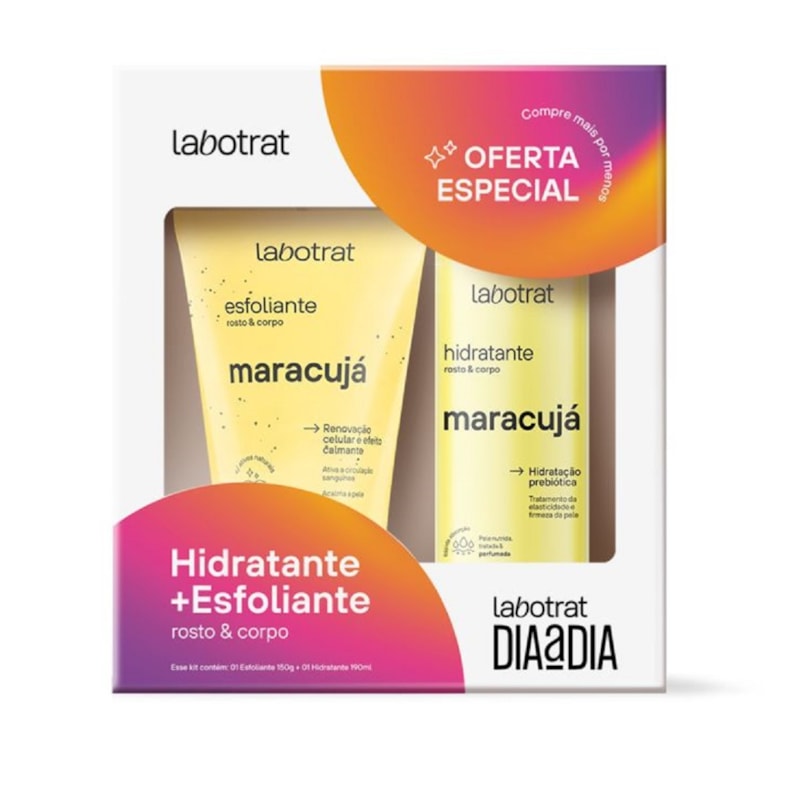 Kit Labotrat Hidratante 190 ml Mais Esfoliante 150 ml Maracujá - LojasLivia